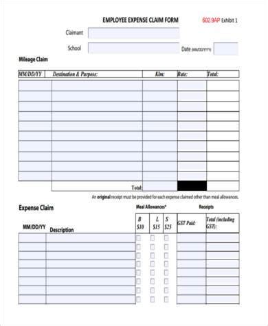 Free 7 Sample Business Expense Claim Forms In Pdf Ms Word