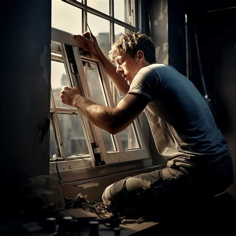 Premium Photo Installer Assembling Window Frame