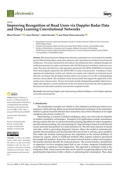 Pdf Improving Recognition Of Road Users Via Doppler Radar Data And