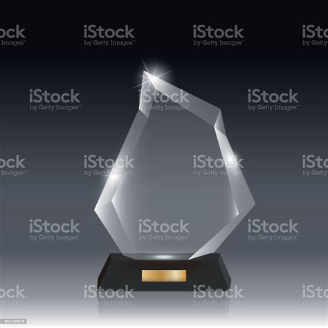 투명 한 현실적인 빈 벡터 아크릴 유리 트로피 수상 트로피에 대한 스톡 벡터 아트 및 기타 이미지 트로피 3차원 형태
