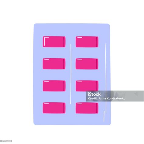 플라스틱 리스터에 풍선껌 패키지에 껌을 씹습니다 달콤한 씹는 사탕 팩 껌 패드 포장 만화 스타일의 벡터 그림입니다 격리된 흰색