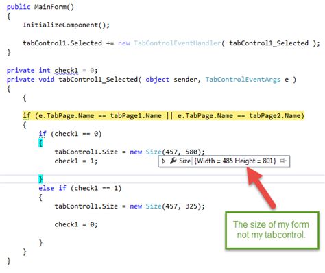 C Im Trying To Resize My Tabcontrol The Issue Was Something Else In My Project Not This