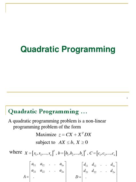 Quadratic Programming Pdf Mathematical Optimization Mathematical