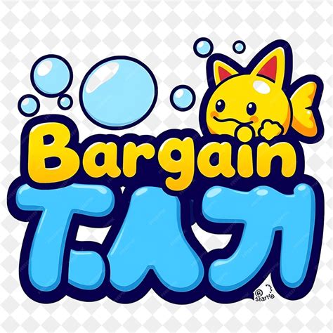 Chibi Text Bargain With Playful Bubbles And Cute Fish Text Is Bouncy