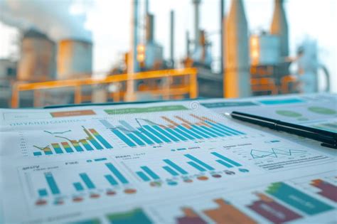 A Stack Of Graphs And Charts Sit On A Table With A Pen Stock Image