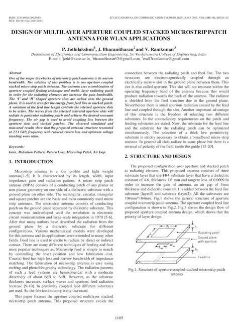 Pdf Design Of Multilayer Aperture Coupled Stacked Microstrip Patch Antenna