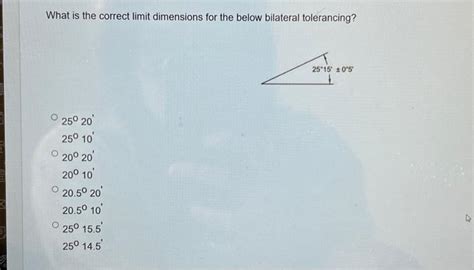 solved what is the correct limit dimensions for the below