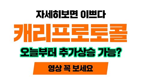 캐리프로토콜 긴급 추가상승 언제부터 가능할까 영상 꼭 보시고 매수 코인시황 Youtube