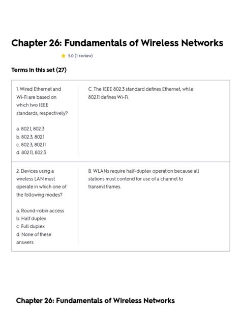 Chapter 26 Fundamentals Of Wireless Networks Flashcards Quizlet