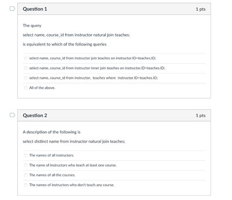 Solved Question Pts The Query Select Name Course Id Chegg