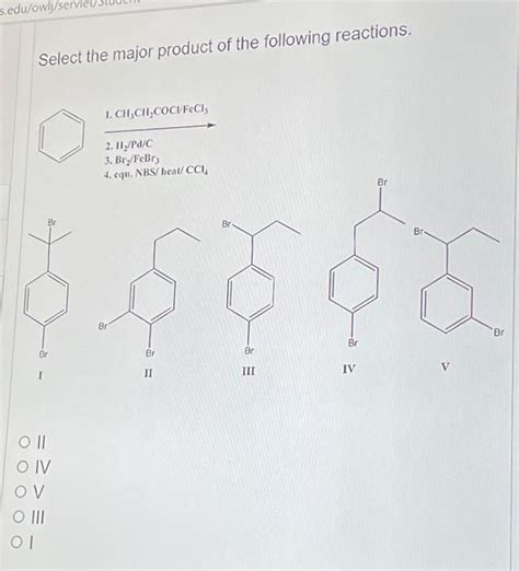 Solved Select the major product of the following reactions. | Chegg.com