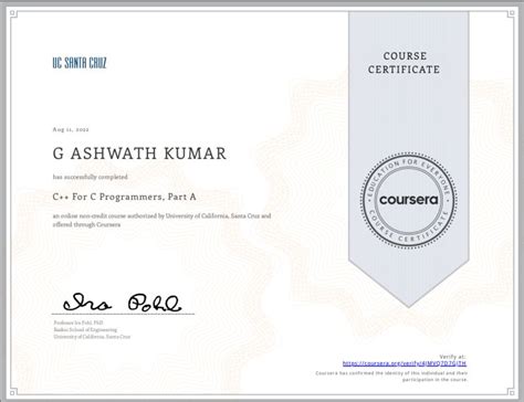 G Ashwath Kumar On Linkedin I Have Successfully Completed C For C Programmers An Online Course