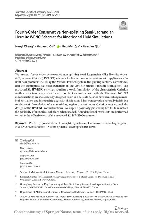 pdf fourth order conservative non splitting semi lagrangian hermite