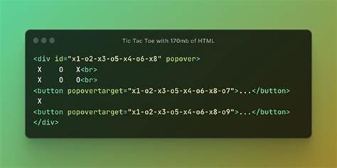 Gareth Heyes On Linkedin Implementing Tic Tac Toe With 170mb Of Html