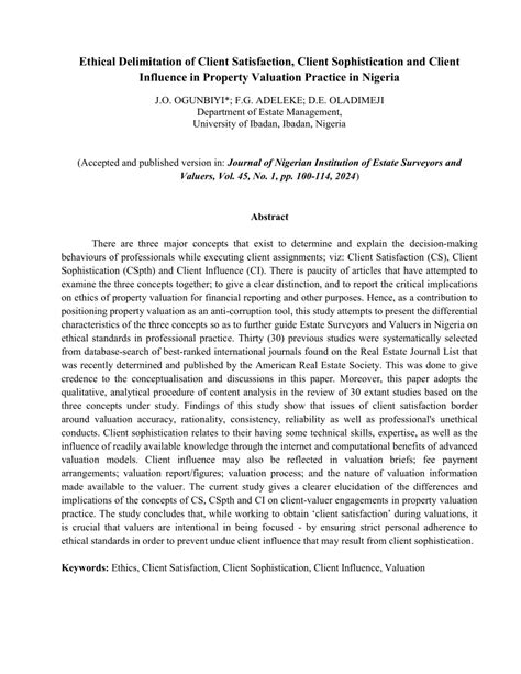 Pdf Ethical Delimitation Of Client Satisfaction Client