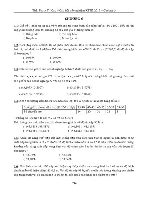 (123doc) Bai Tap Xac Suat Thong Ke Chuong 6 Co Huong Dan Giai | PDF