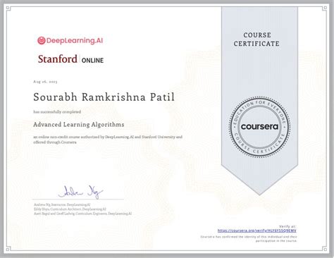 Completed Advanced Learning Course In Machine Learning Sourabh