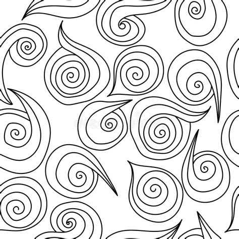 Doodle Curls Seamless Pattern Outline Vector Iliustration Stock Vector