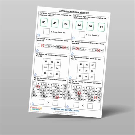 Year 1 Compare Numbers Within 50 Varied Fluency Resource Classroom Secrets