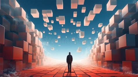 Picture Of Smart Scientist Human Create Colony Using Cube Technology