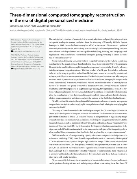 Pdf Three Dimensional Computed Tomography Reconstruction In The Era Of Digital Personalized