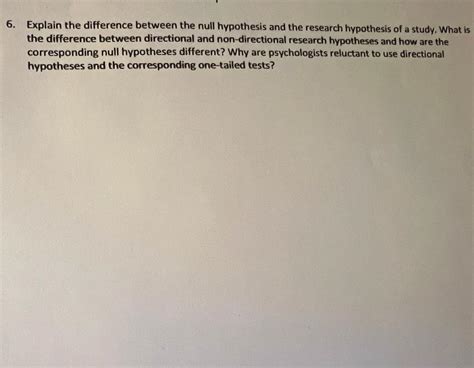 Solved Explain The Difference Between The Null Hypothesis