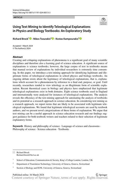 Pdf Using Text Mining To Identify Teleological Explanations In