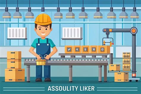 Assembly Line Worker Vector Character In Flat Style Premium Ai