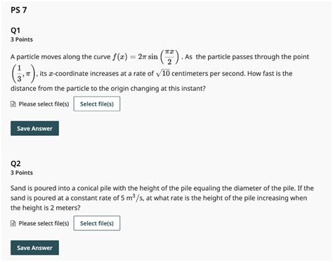 Solved A particle moves along the curve f x πsin πx As Chegg