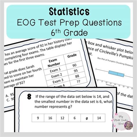 Statistics Eog Review Questions Grade 6 Math Test Prep Tpt