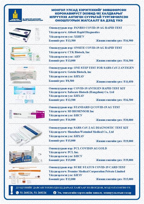 Монгол улсад хэрэглэх зөвшөөрөлтэй КОВИД 19 халдварыг илрүүлэх