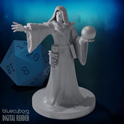 Human Male Diviner Wizard 28mm Scale Miniature For Dandd Shapeways