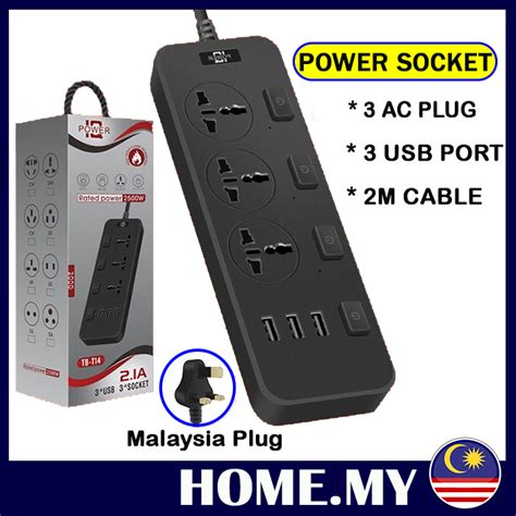 Universal 3 Power Socket Extension With Usb Ports Power Strip Surge Protector Adapter Socket