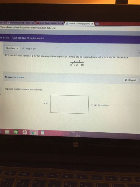 Solved Find The Restricted Values Of X For The Following