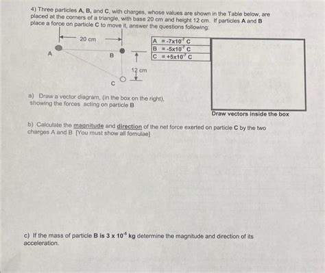 Solved Three Particles A B And C With Charges Whose Chegg