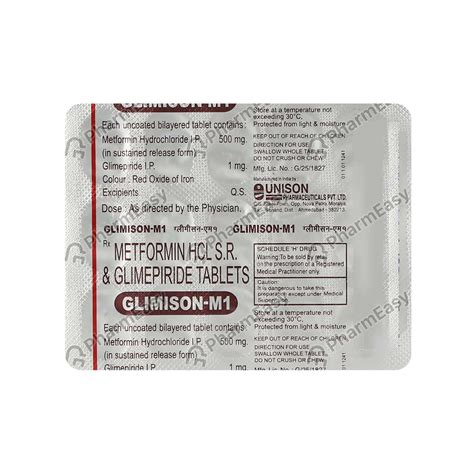 Glimison M 1mg Tablet Uses Side Effects Dosage Composition And Price