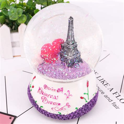 Buy QTKJ Paris Snow Musical Globe with Rotating Tower, Eiffel Tower ...