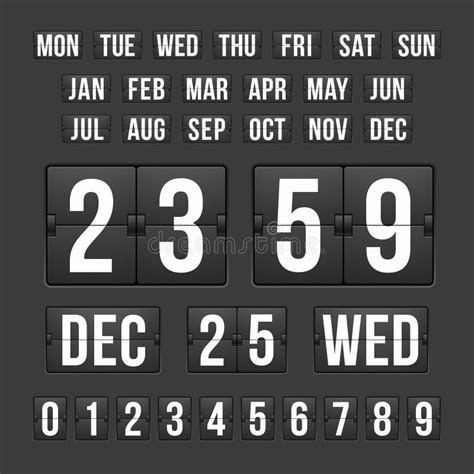 Countdown Timer And Date Calendar Scoreboard Stock Vector