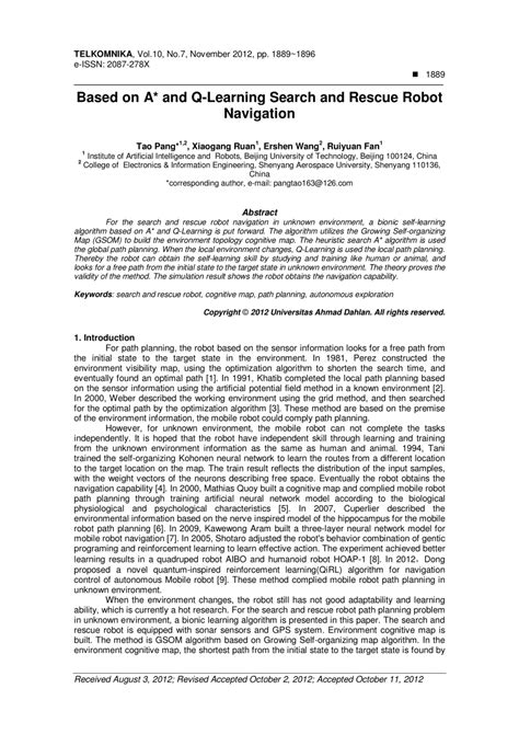 Pdf Based On A And Q Learning Search And Rescue Robot Navigation