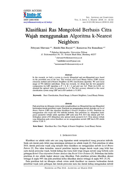 Klasifikasi Ras Mongoloid Berbasis Citra Wajah Men Pdf