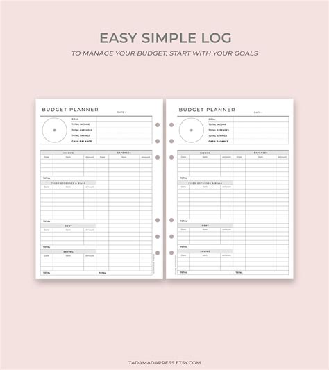 Minimalist Budget Planner Printable Money Tracker A4 A5 Us Letter