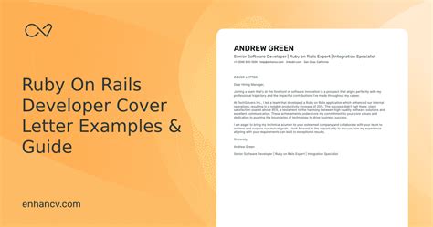 Professional Ruby On Rails Developer Cover Letter Examples And Template For Enhancv