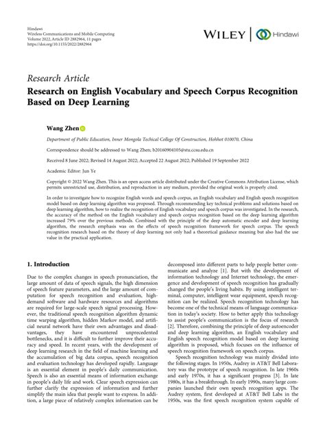 Pdf Research On English Vocabulary And Speech Corpus Recognition Based On Deep Learning