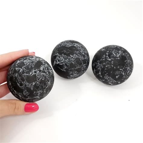Matte Shungite Spheres With Quartz For Grounding And Protection Crystal Happenings