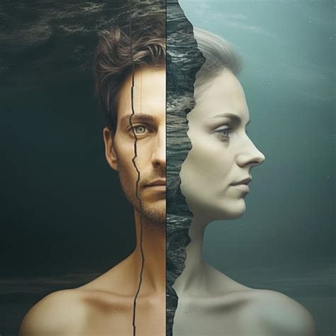 premium ai image portrait of person half man half woman split in half