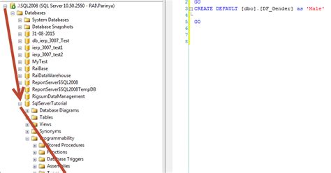 Microsoft SQL Server How To Create Default