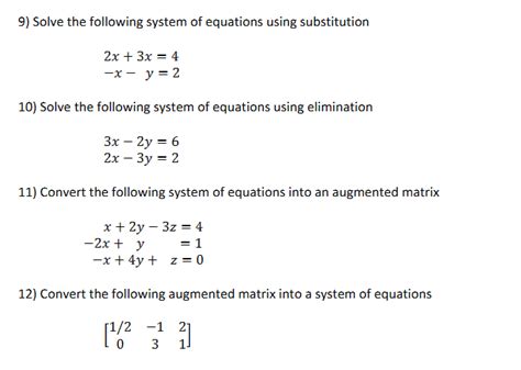 Solved 9 Solve The Following System Of Equations Using