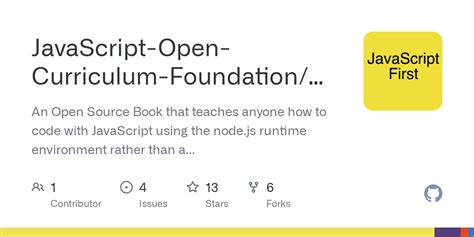 Github Javascript Open Curriculum Foundationjavascript First An