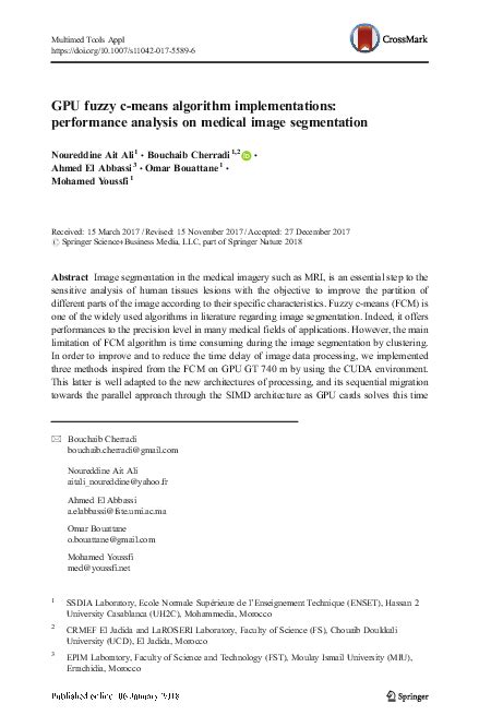 Pdf Gpu Fuzzy C Means Algorithm Implementations Performance Analysis