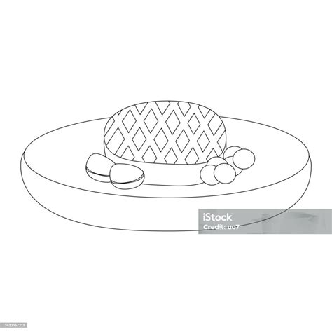 귀여운 만화 구운 쇠고기 스테이크 흰색 배경에 격리 평면 디자인 Eps10 벡터 라인 아트 0명에 대한 스톡 벡터 아트 및 기타